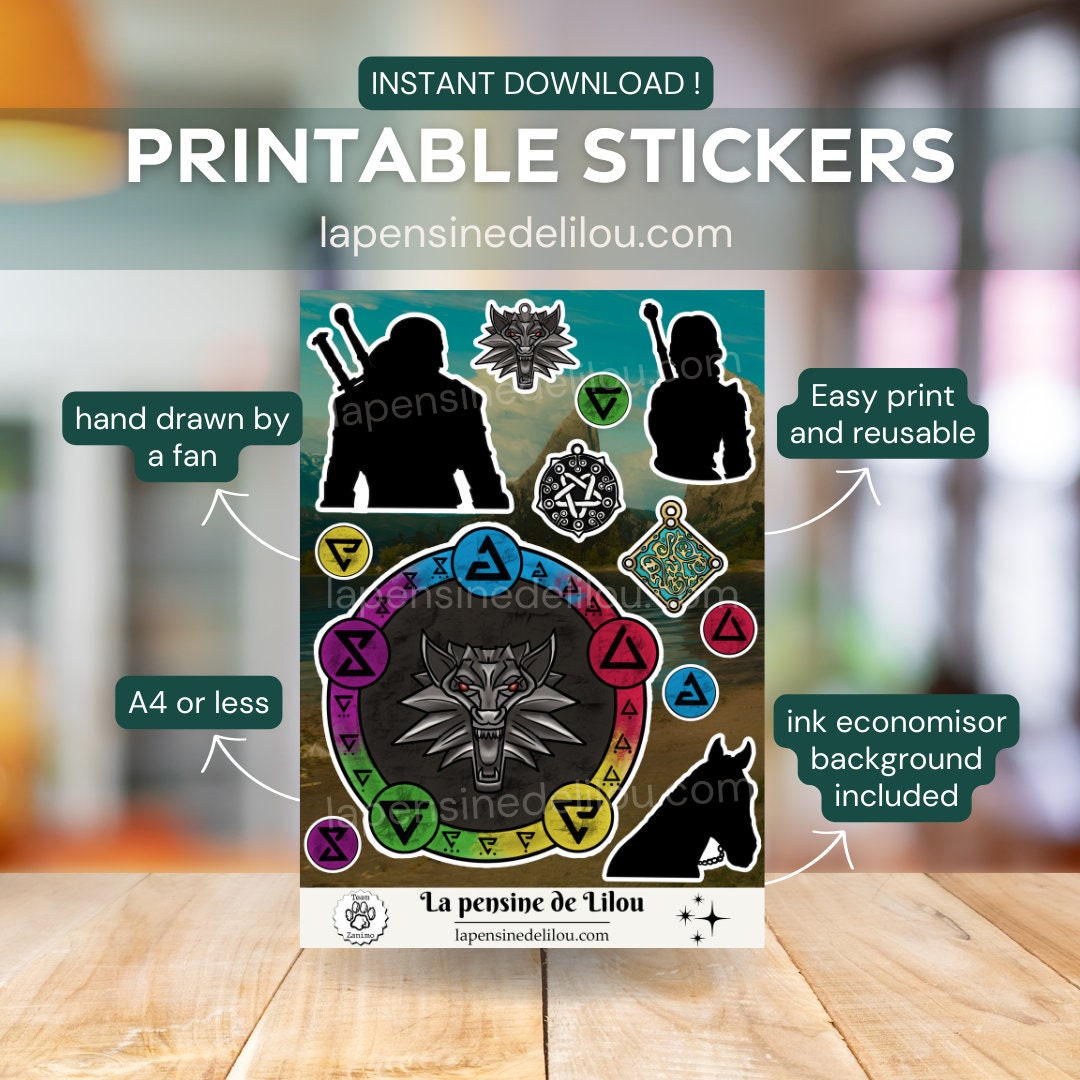The Witcher Printable Sticker Sheet | for Machine or Hand Cutting ...