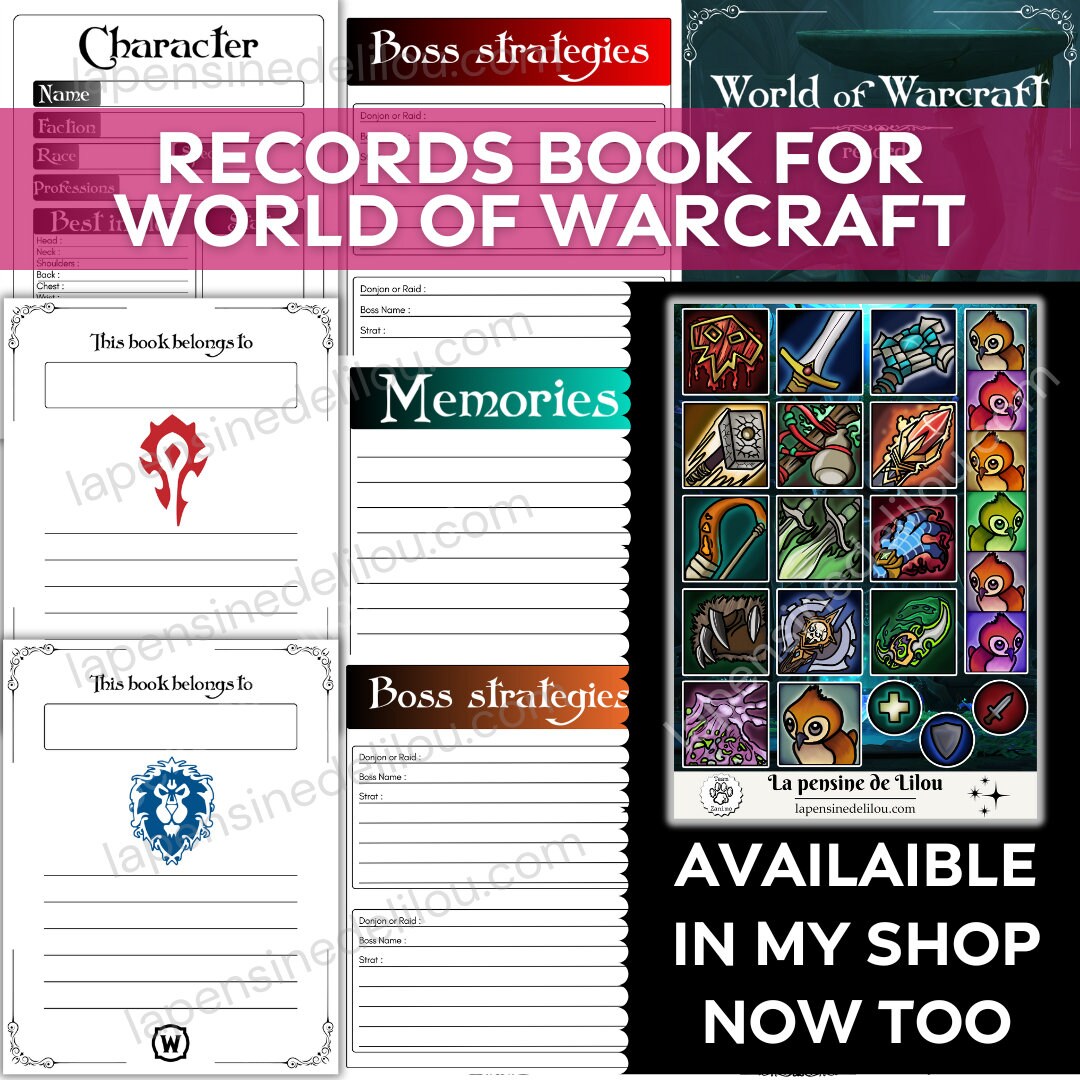Printable Digital Notebook for Warcraft Fans Bullet Journal Page for ...