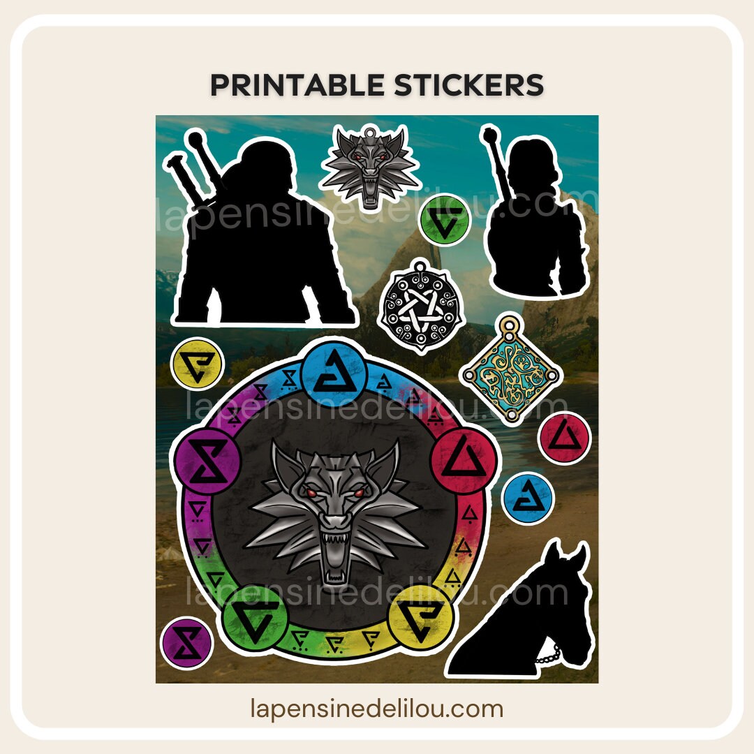 The Witcher Printable Sticker Sheet for Machine or Hand Cutting ...