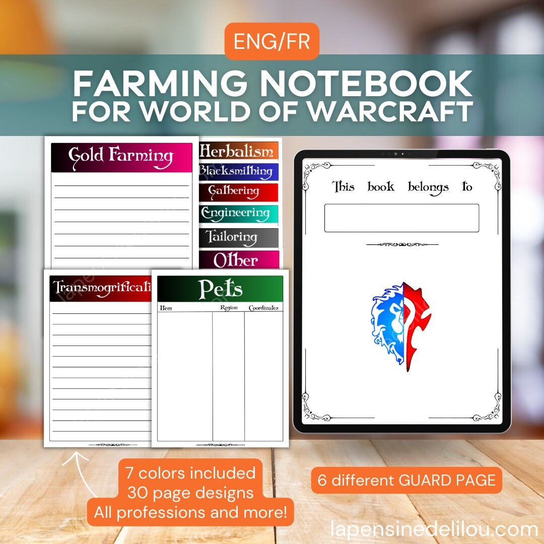 Printable Digital Farm Notebook for Warcraft Fans | Farming Book | ENG ...