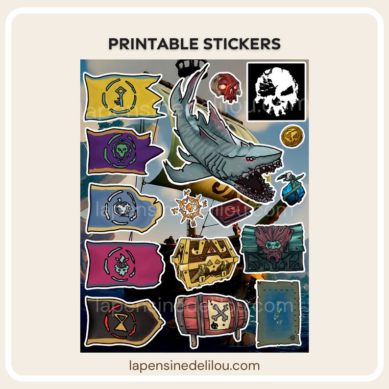 Sea of Thieves Sticker Sheet for Legendary Pirates, Skull, Emissaries ...