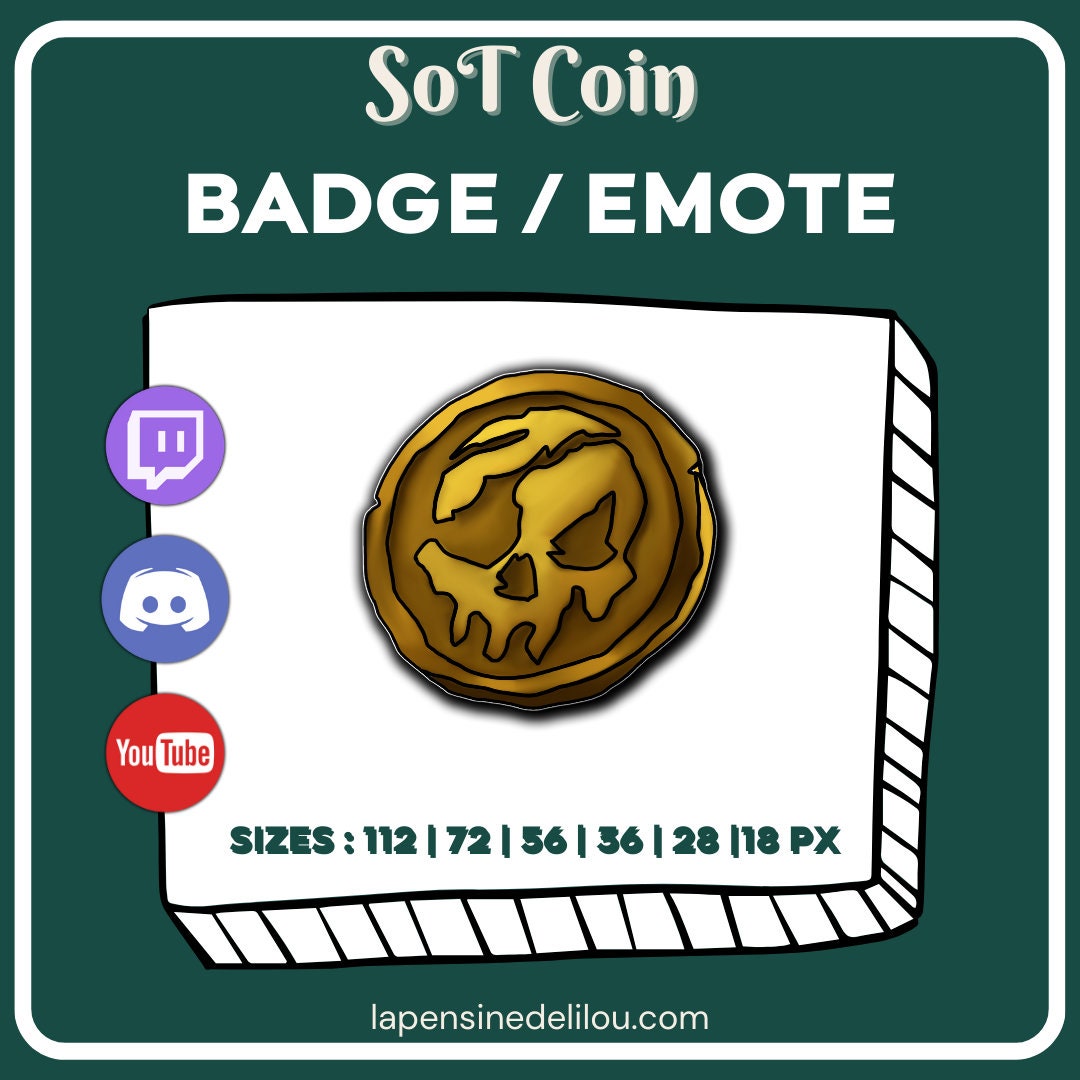 Sot Emote Gold Coin, Doubloon Emote, Pirate Emote, Twitch Emote, Pirate ...