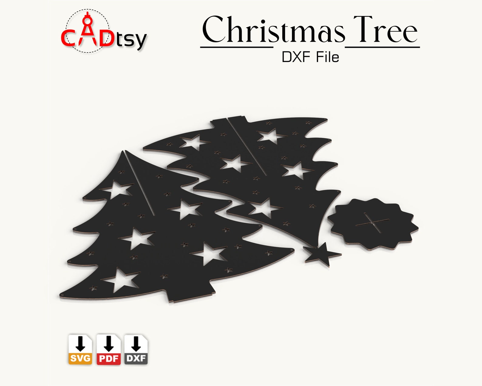 Christmas Tree CNC Laser Cutting DXF / SVG File, Metal Decoration ...