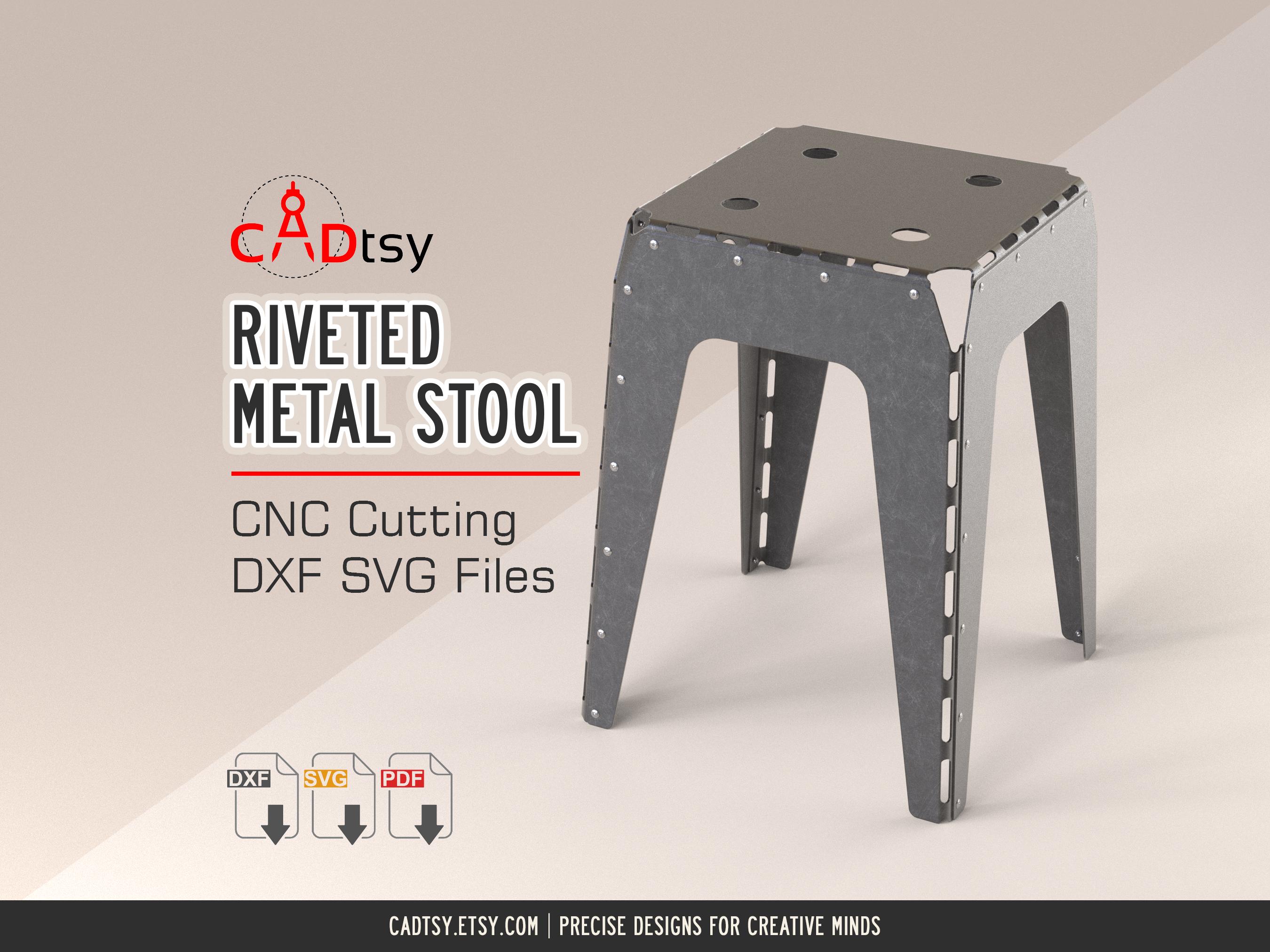 Metal Stool DXF Files for Plasma Cutting • Sheet Metal Riveted Chair - Etsy
