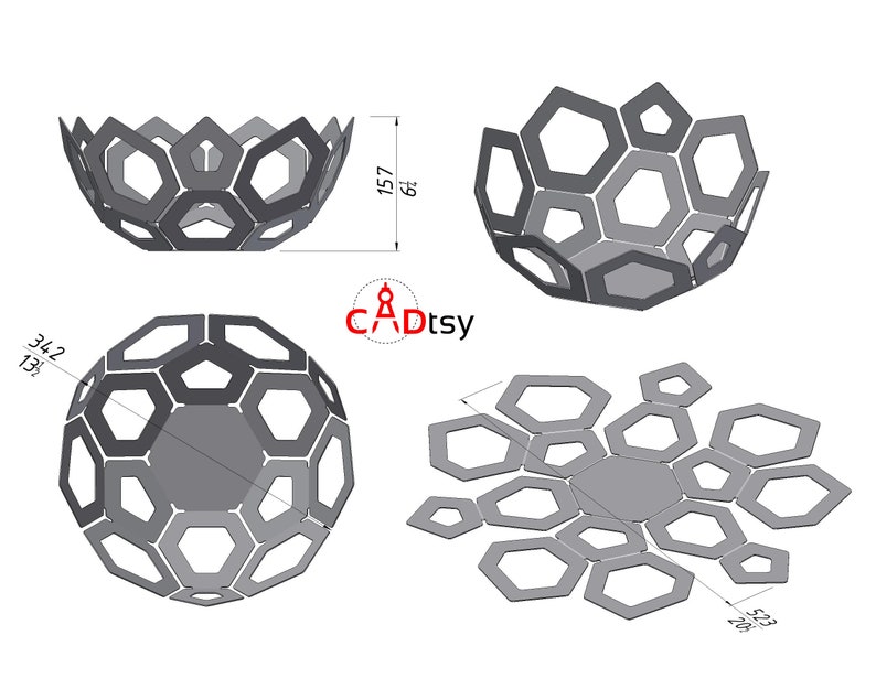 Metal Fruit Bowl DXF Files for Plasma CNC • Serving Tray Basket - Etsy