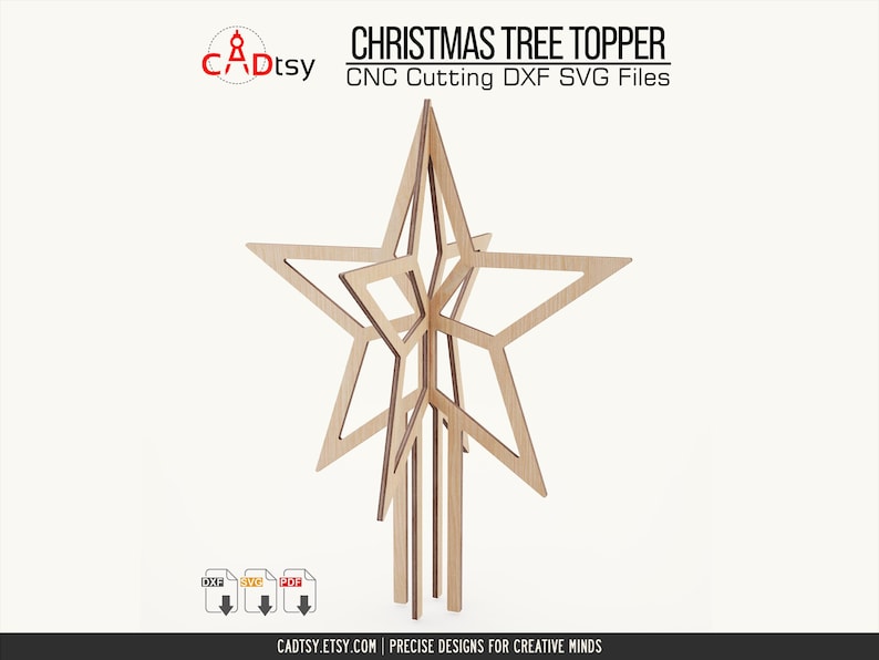 Laser Cut Christmas Tree Topper Star SVG Files - Etsy