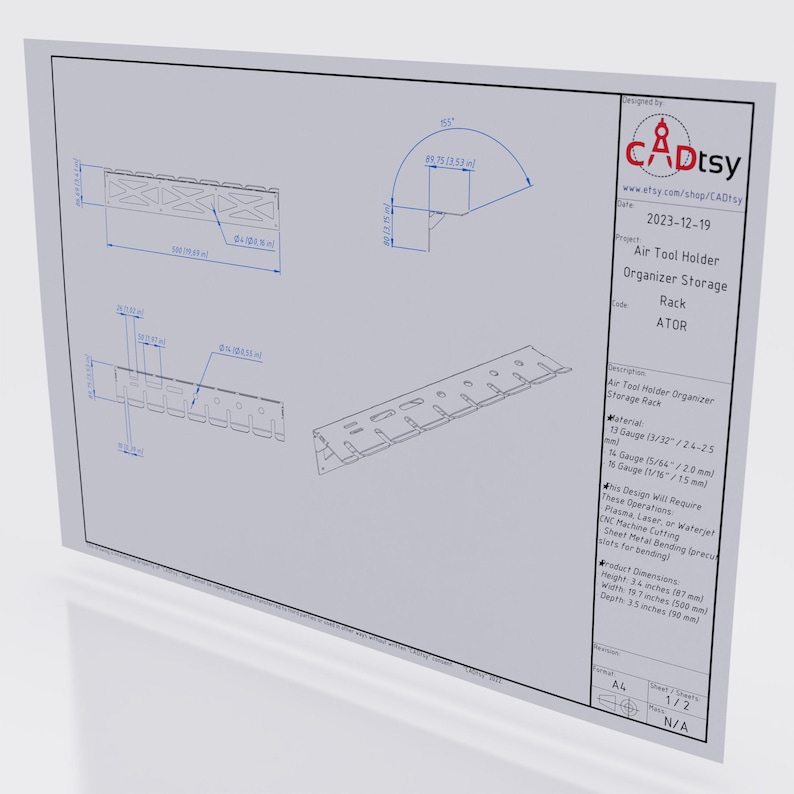 Air Tool Holder DXF for Plasma Cutting • Wall Tool Rack • Workshop ...