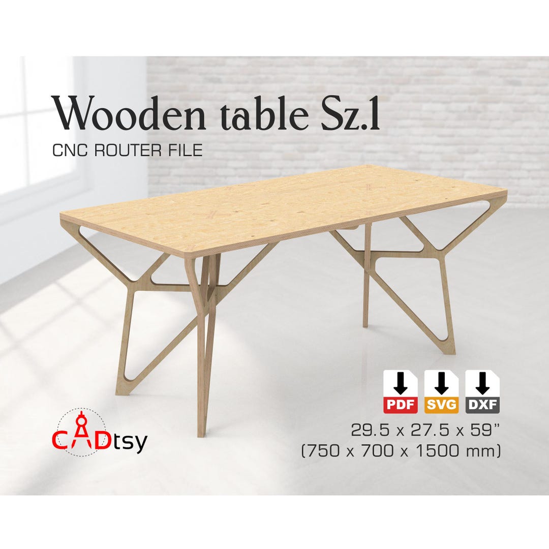 CNC Router Files for Wood Table, Plywood Desk SVG Cut File, DXF Files ...