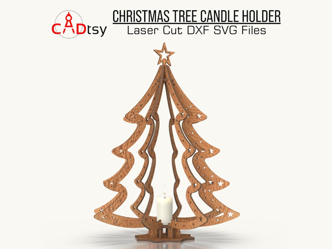 Christmas Lamp SVG Laser Cut Cnc File, Xmas Decor 3D Candle Holder DXF ...