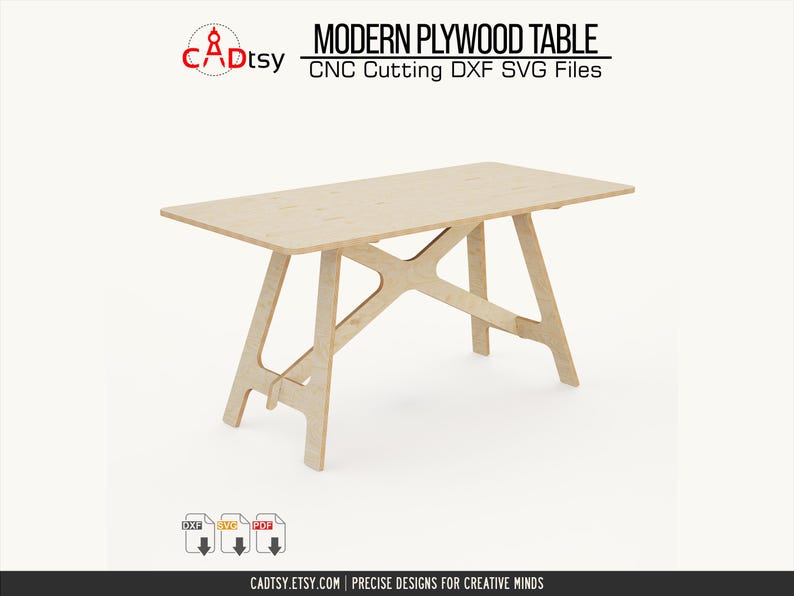 Table DXF CNC Router Files • Wood Desk SVG Vectors • Dinner Table ...