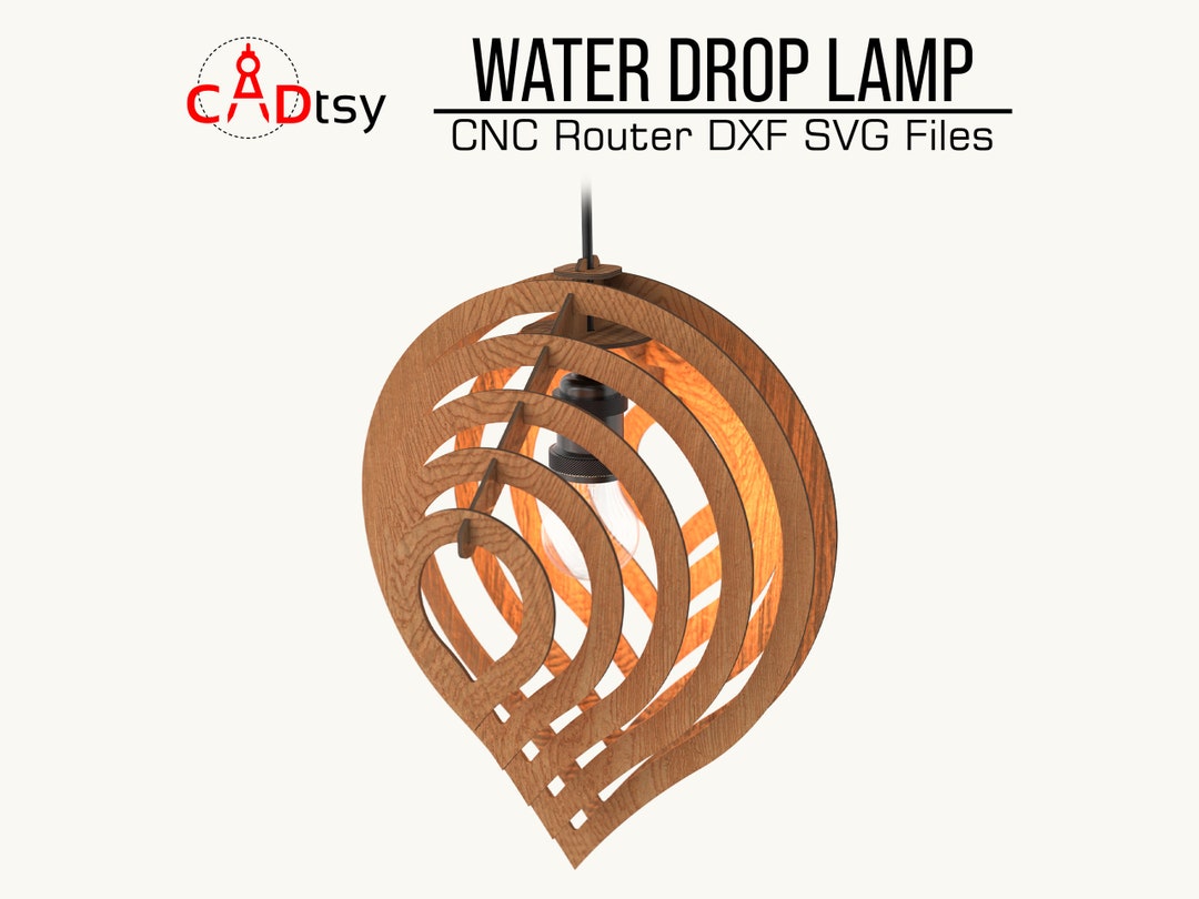Wooden Lamp SVG DXF Cut Files, Water Drop Shaped Shade Laser Cut Vector ...