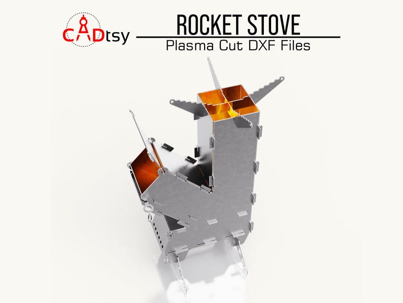 Rocket Stove DXF Files for Plasma Cutting • DIY Fire Pit Camping • Wood ...