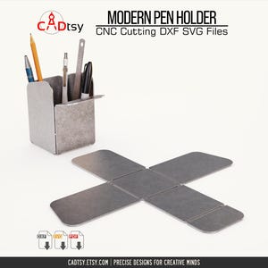 Metal Pen Holder DXF Files for Plasma CNC • Desk Organizer - Etsy