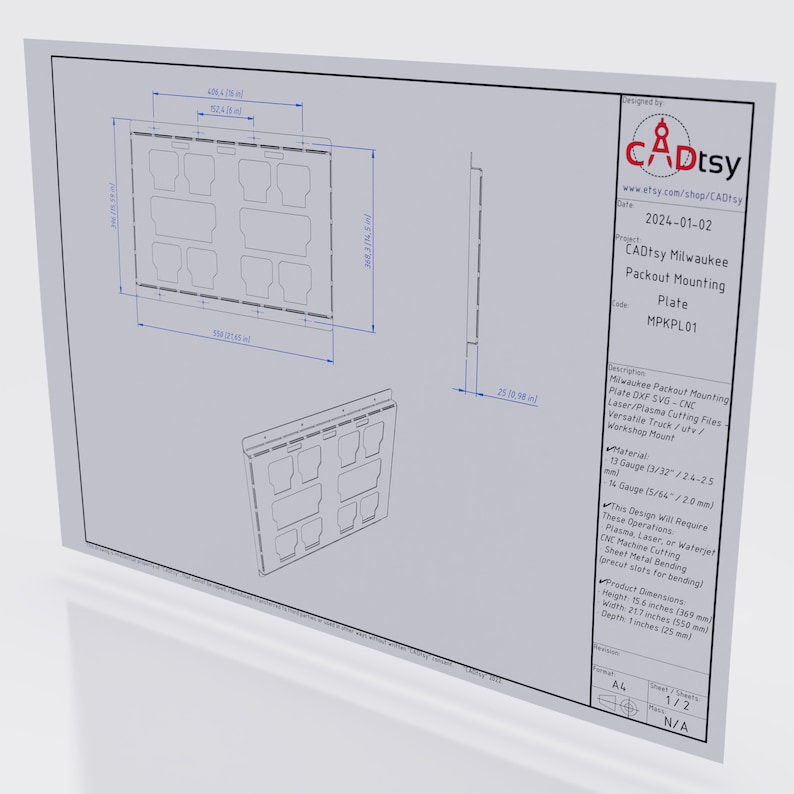 Milwaukee Packout Mounting Plate DXF SVG CNC Laser/plasma Cutting Files ...
