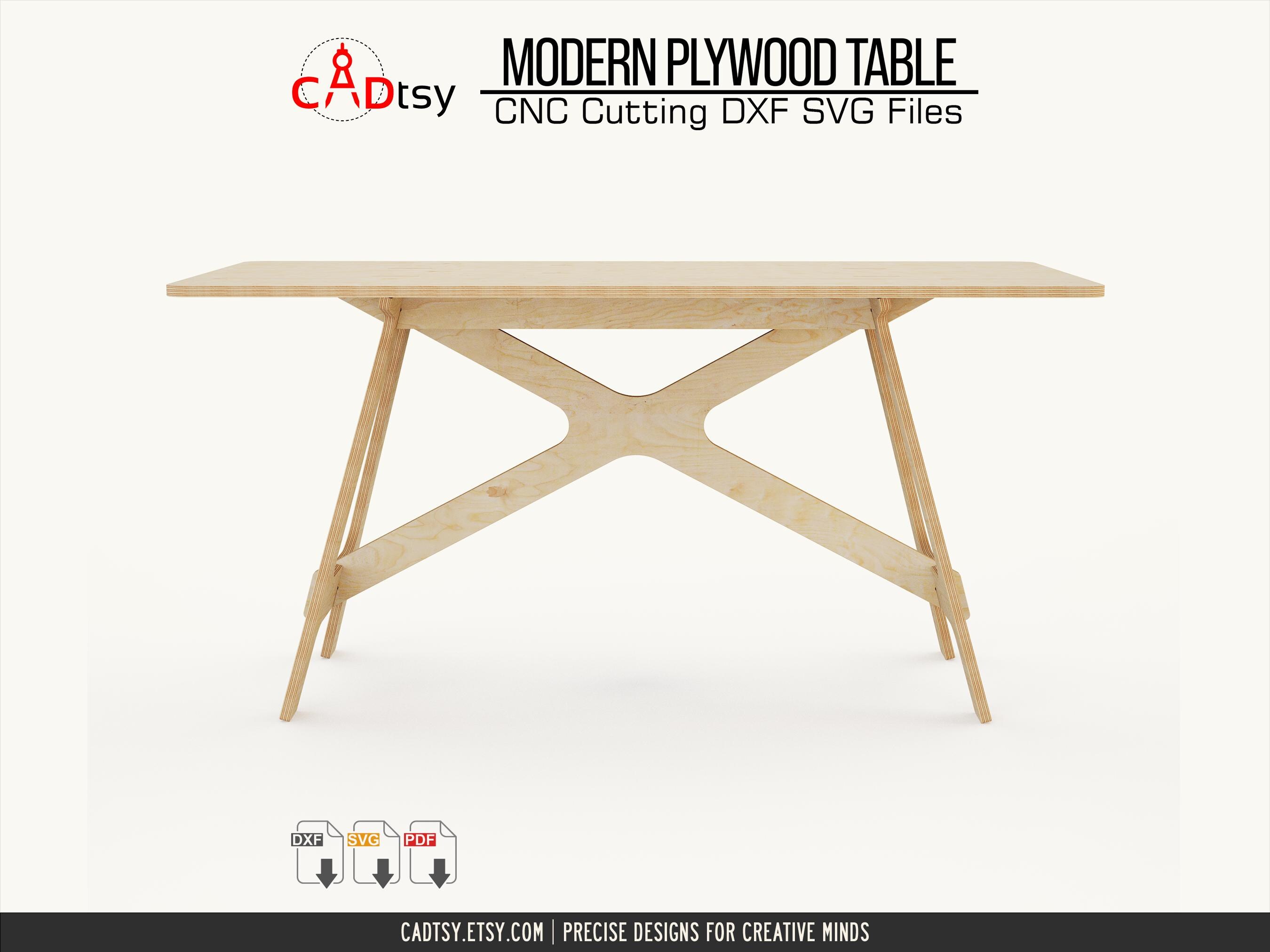 Table DXF CNC Router Files • Wood Desk SVG Vectors • Dinner Table ...