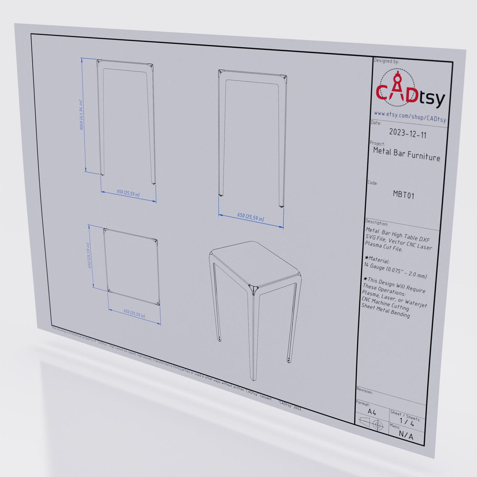 Bar Table DXF Files for Plasma Cutting. Sheet Metal Table Plans - Etsy