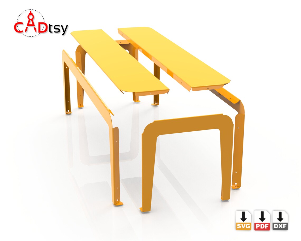 Bench DXF Laser Cutting File, CNC Plasma SVG Plans, Metal Outdoor Patio ...