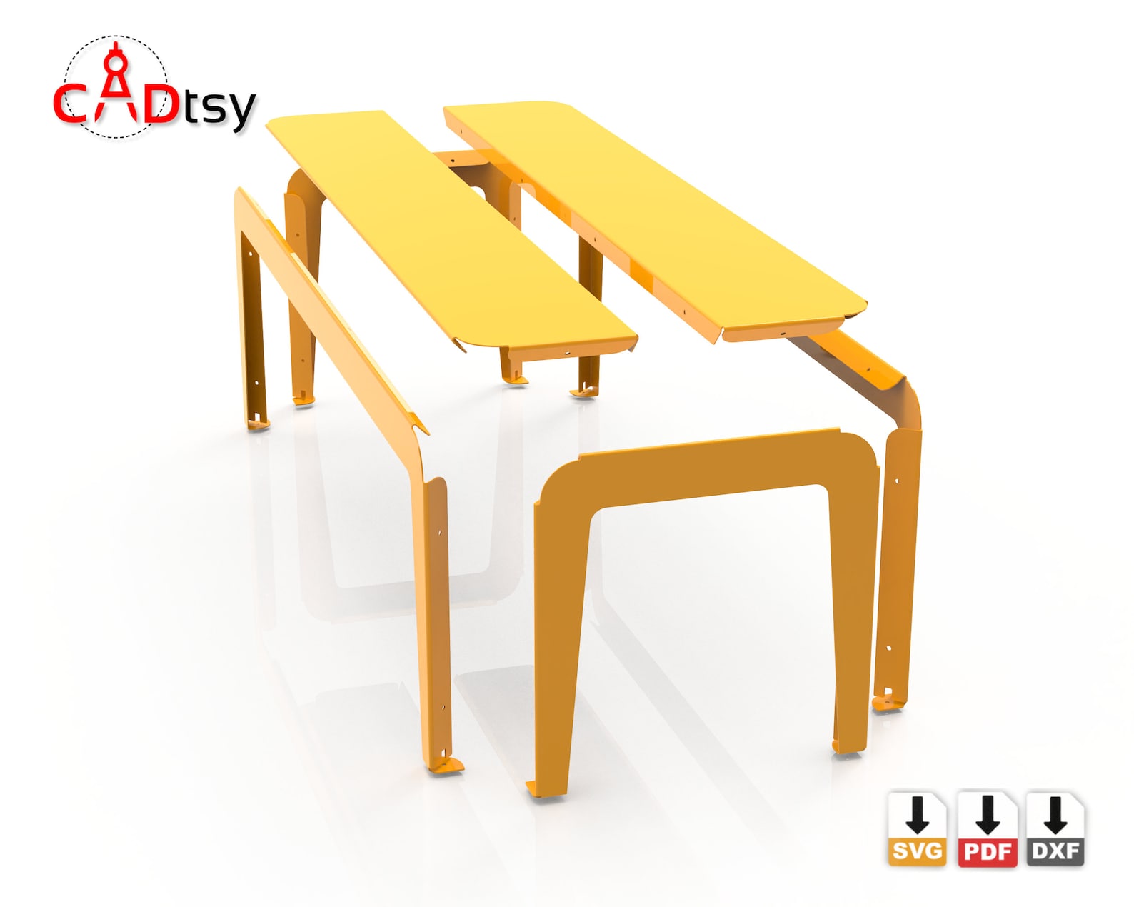 Bench DXF Laser Cutting File, CNC Plasma SVG Plans, Metal Outdoor Patio ...