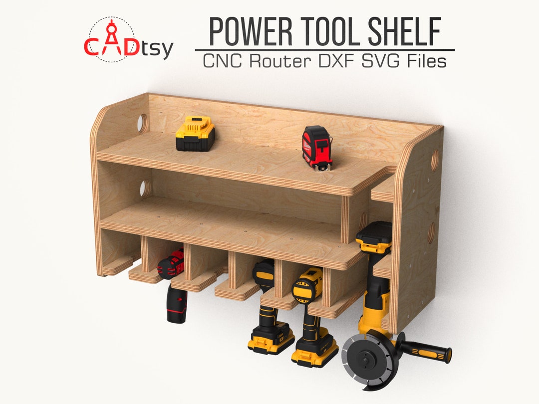 Power Tool Organizer DXF CNC Router Files • 6-slot Drill Shelf - Etsy