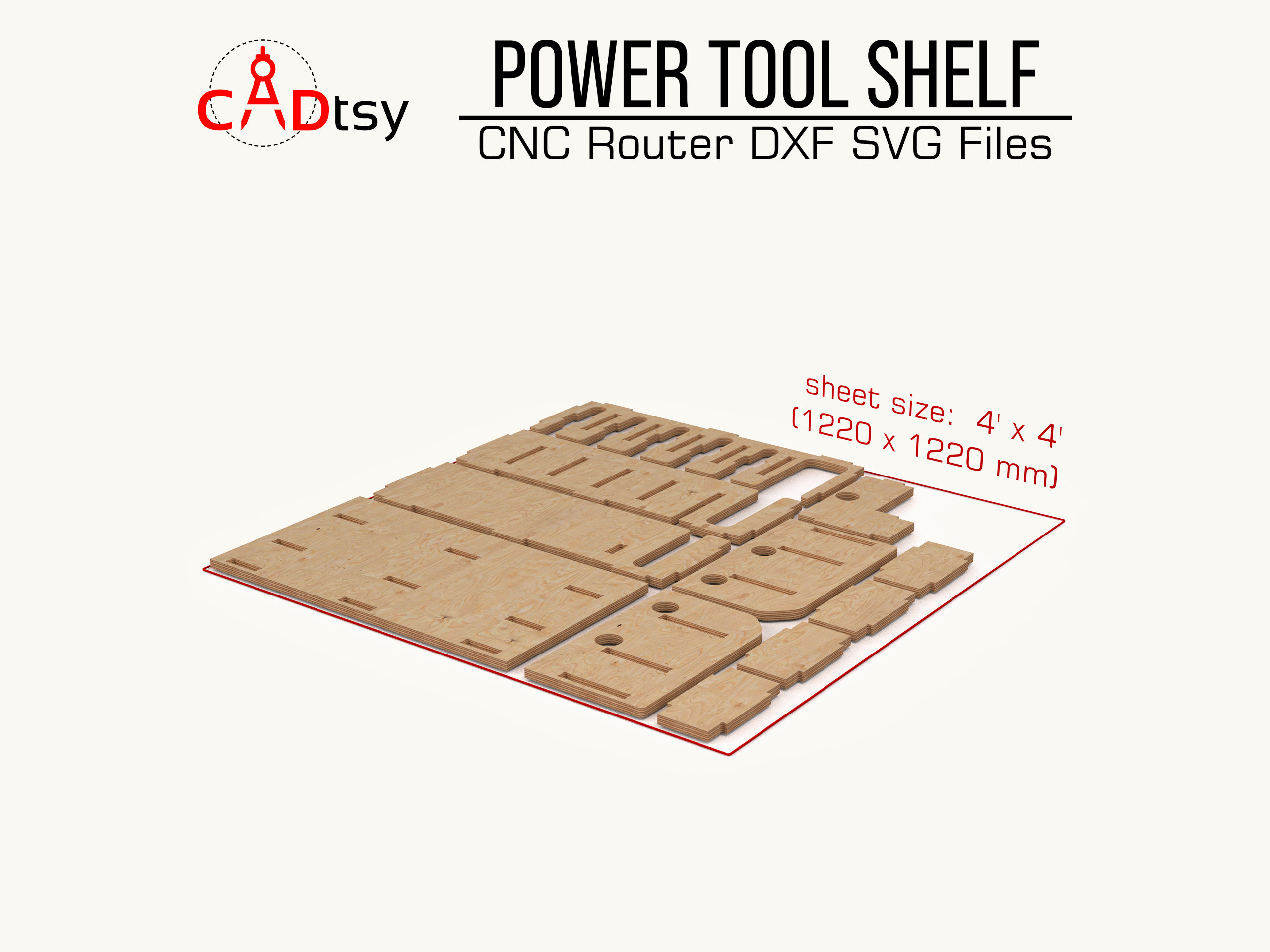 Power Tool Storage DXF CNC Router Files • 6-slot Cordless Drill ...
