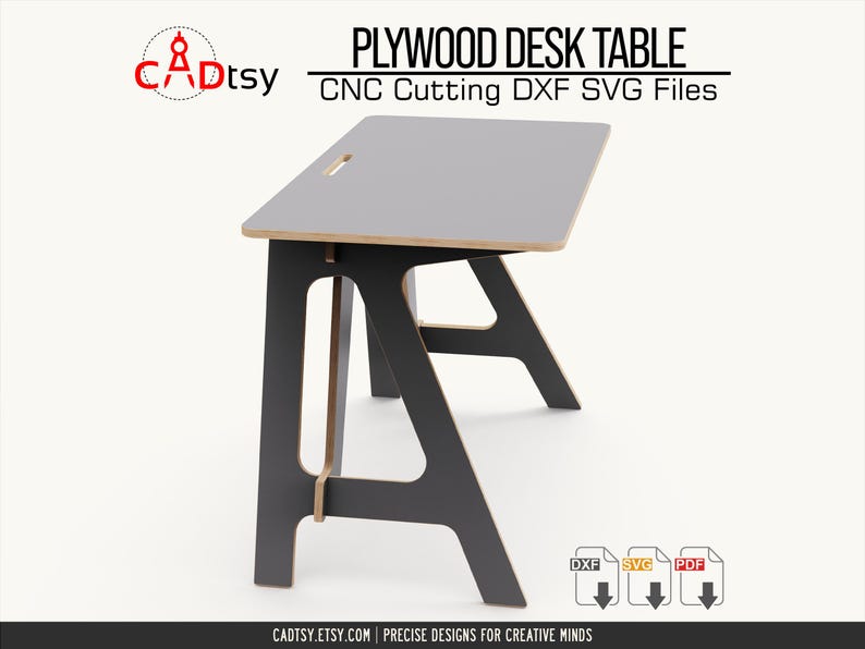 Wood Table DXF CNC Router File • Computer Wooden Desk Plans - Etsy