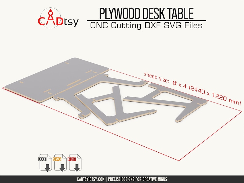 Wood Table DXF CNC Router File • Computer Wooden Desk Plans - Etsy