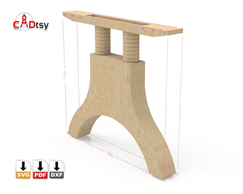 Table Base DXF Files for CNC Router. Industrial Style Wooden Flat Pack ...