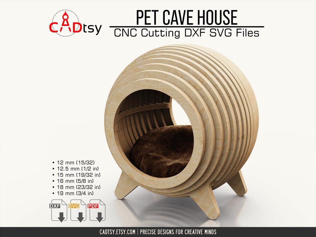 Cat House DXF CNC Router Files • Pet Bed Sphere SVG Cut File - Etsy