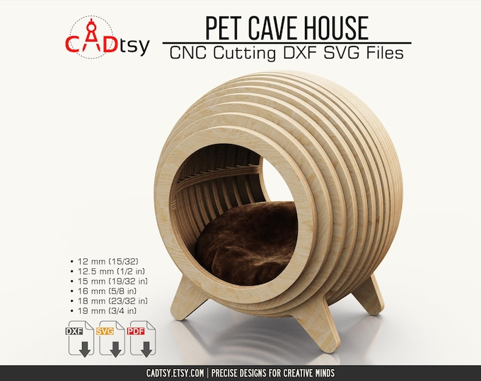 Custom Parametric Cat House, CNC Router DXF Cut Files. Re-nested for ...