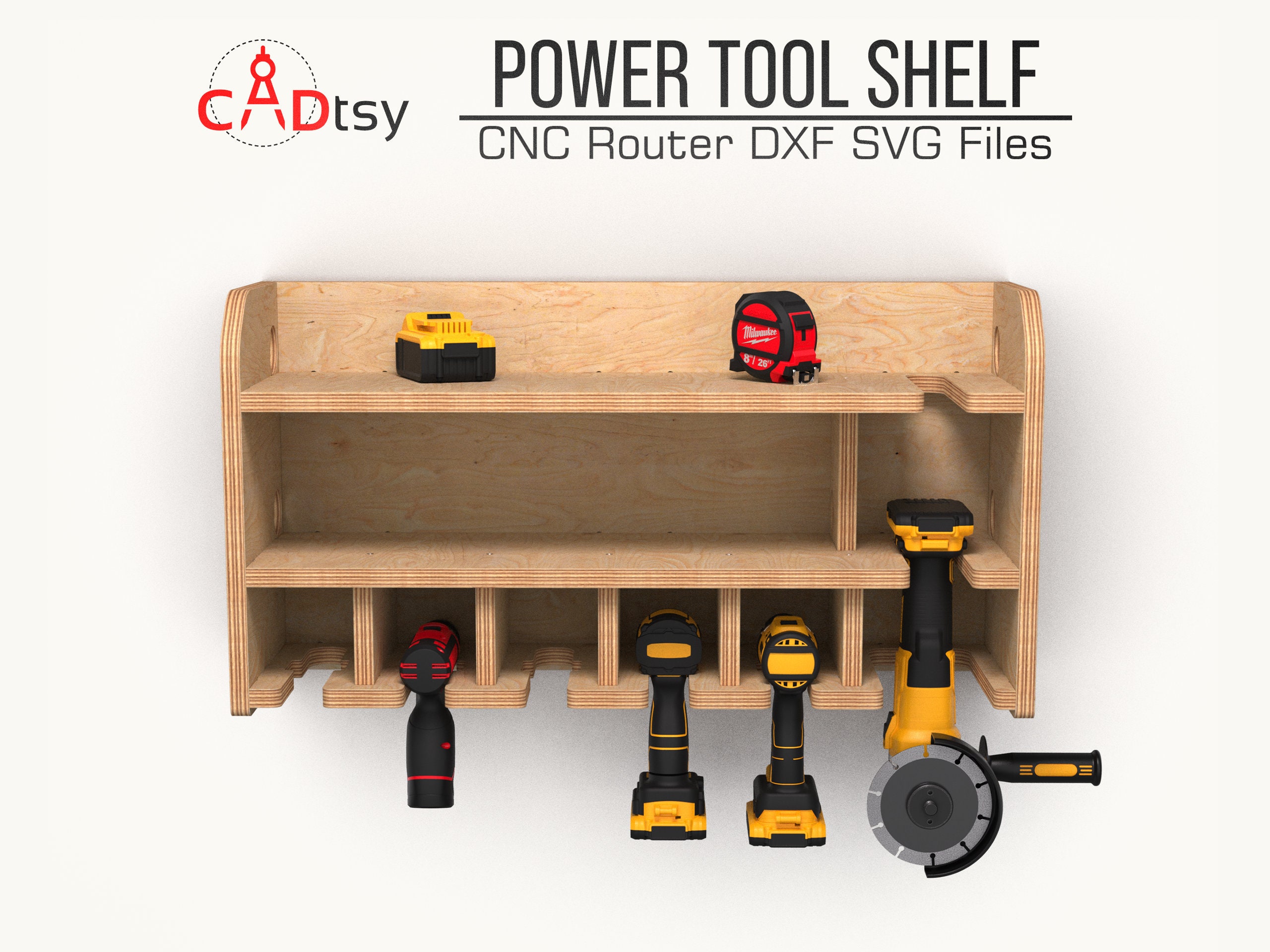 Power Tool Storage DXF CNC Router Files • 6-slot Cordless Drill ...