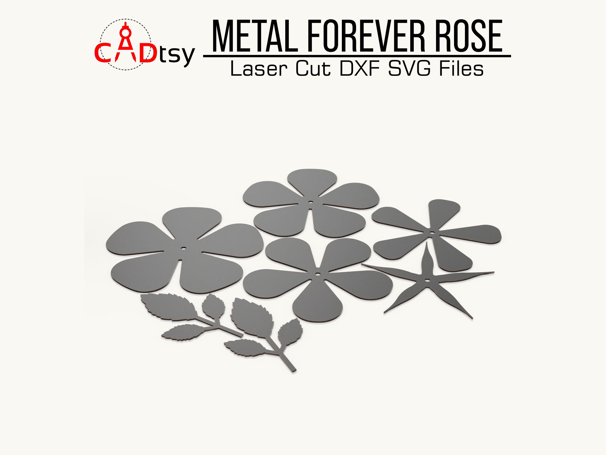 Metal Rose DXF Files for Plasma • Laser Cut Sheetmetal Forever Rose ...