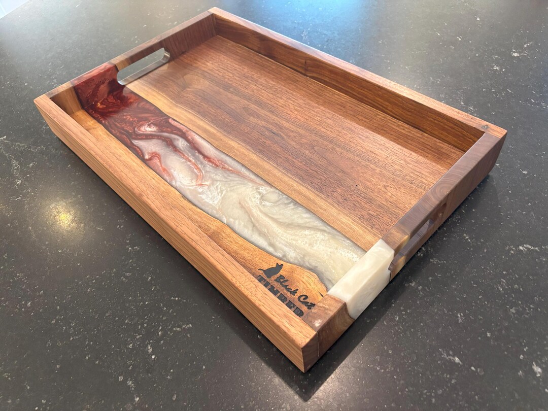 Handcrafted 12.5”x21” Walnut and Epoxy "river" Serving Tray - Etsy