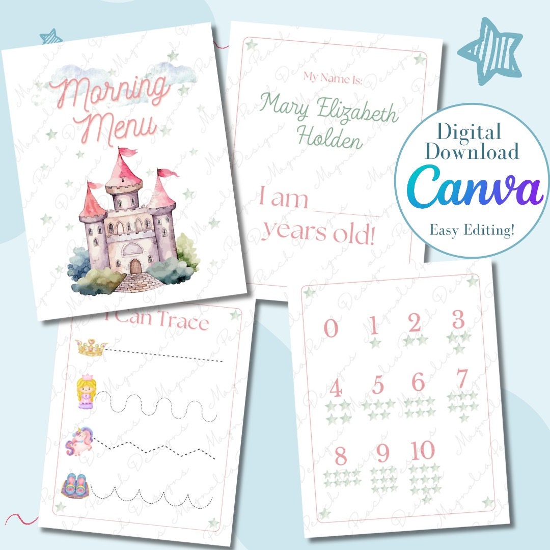 Princess Morning Menu, Preschool Homeschool, Toddler Time, Digital ...