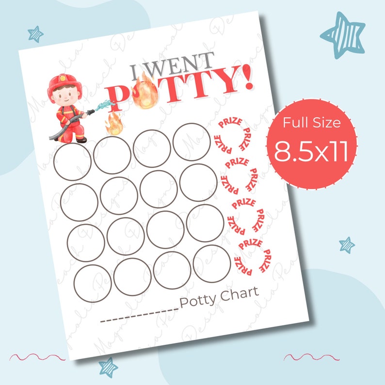 Fireman Potty Training Reward Chart (digital Download) - Etsy