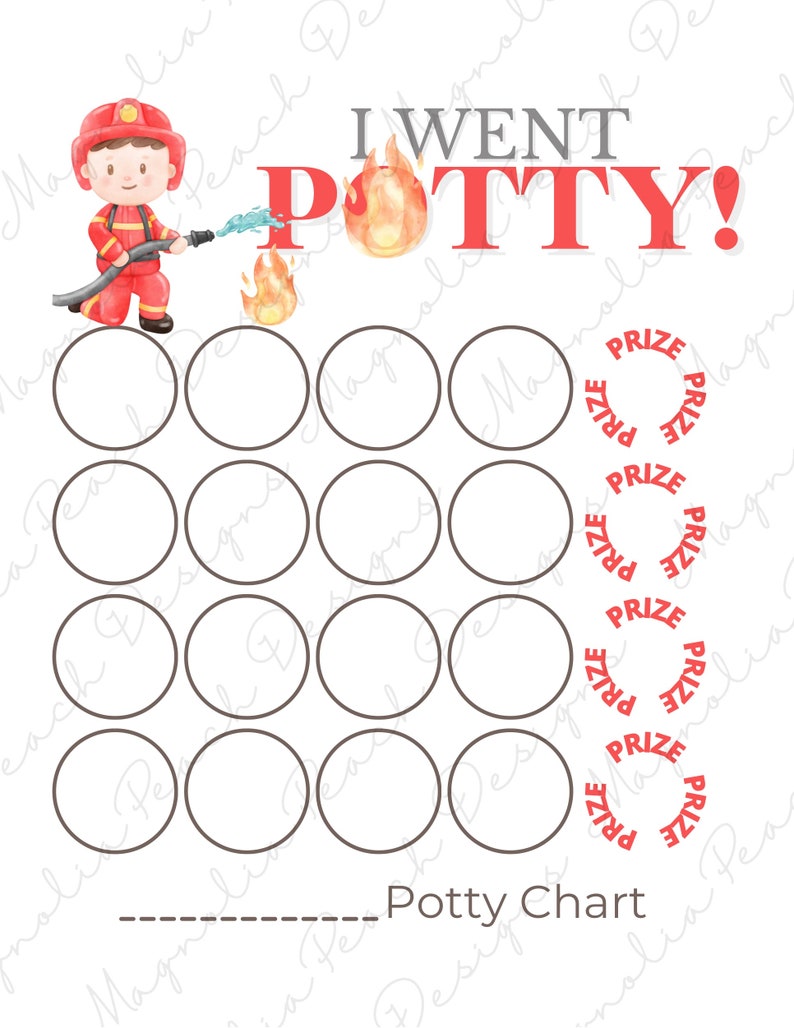Fireman Potty Chart | Reward Chart, Potty Chart, Potty Training - Etsy
