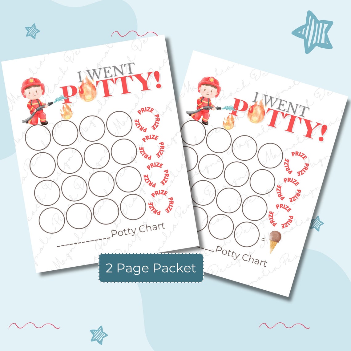 Fireman Potty Training Reward Chart (digital Download) - Etsy