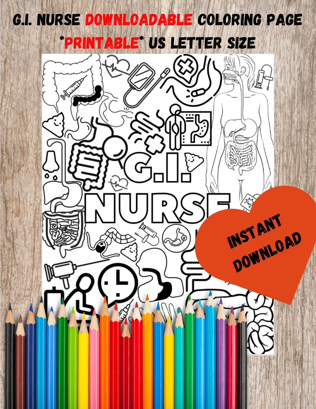 G.I. Nurse Coloring Page - Etsy
