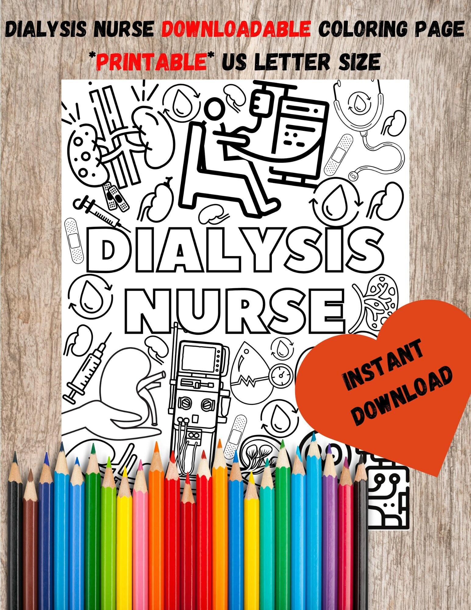 Dialysis Nurse Coloring Page - Etsy