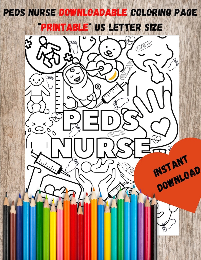 Pediatric Nurse Coloring Page - Etsy