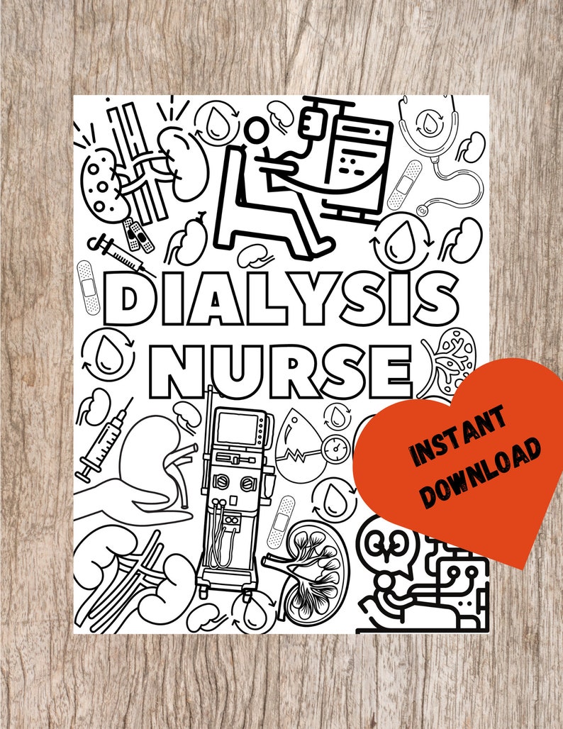 Dialysis Nurse Coloring Page - Etsy