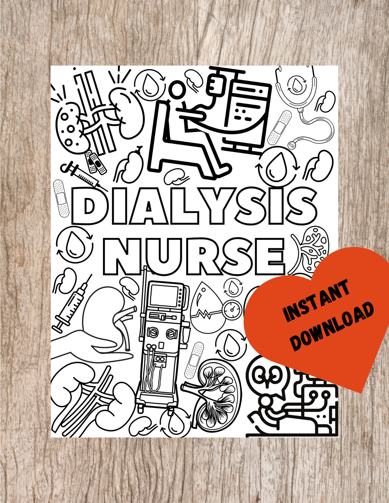 Dialysis Nurse Coloring Page - Etsy