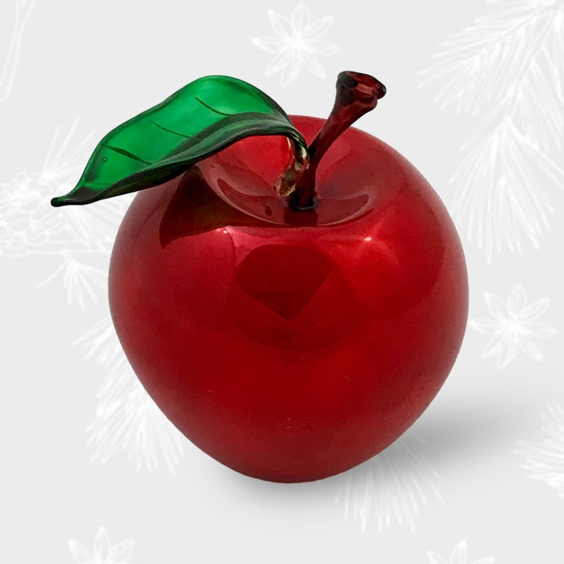 Red Apple, Handmade Glass Christmas Ornament, Collector's Bauble, Blown ...