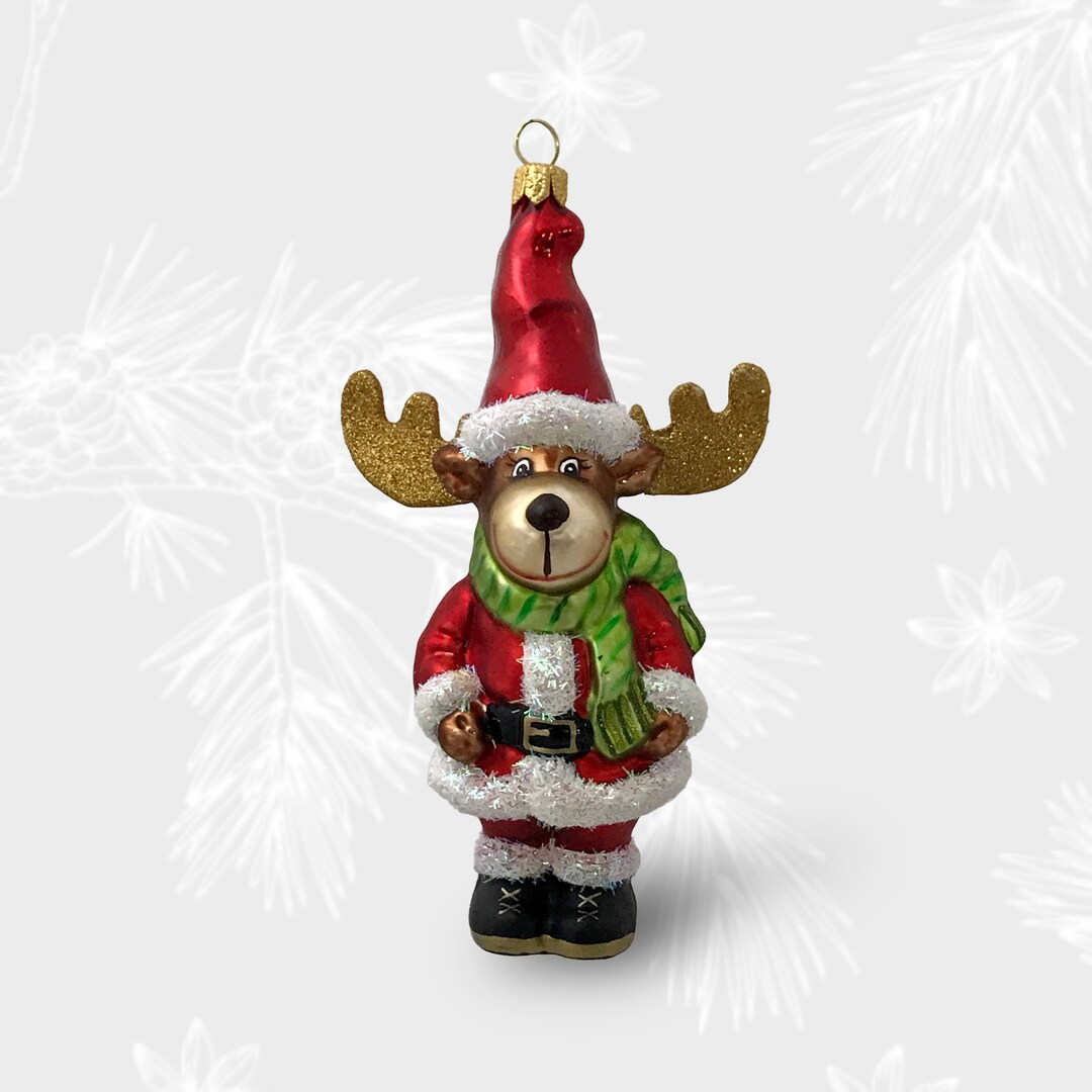 Christmas Reindeer, Christmas Ornament, Collectible Bauble, Blown Glass ...