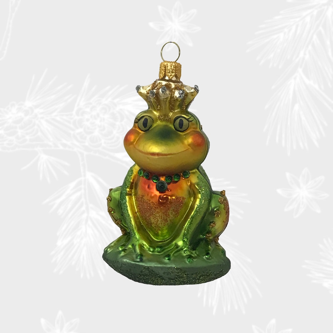 Frog Prince Jewelry, Frog Christmas Ornament, Collectible Bauble, Blown ...