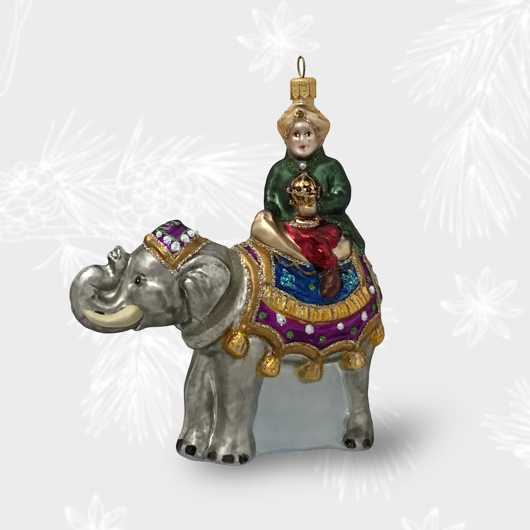 King on an Elephant, Three King Figurine, Glass Christmas Decoration ...