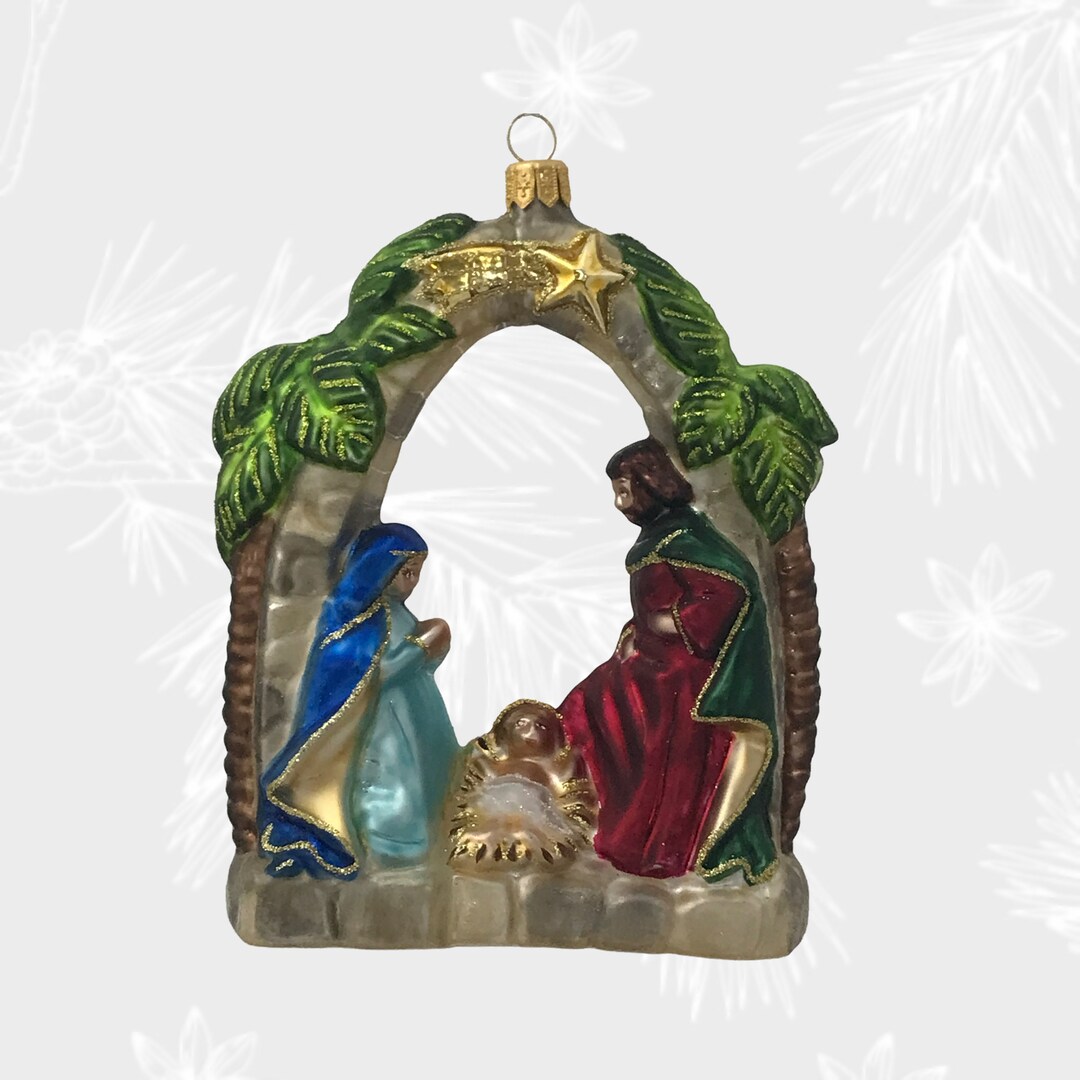 Nativity Scene, Christmas Ornament, Collectible Bauble, Blown Glass ...
