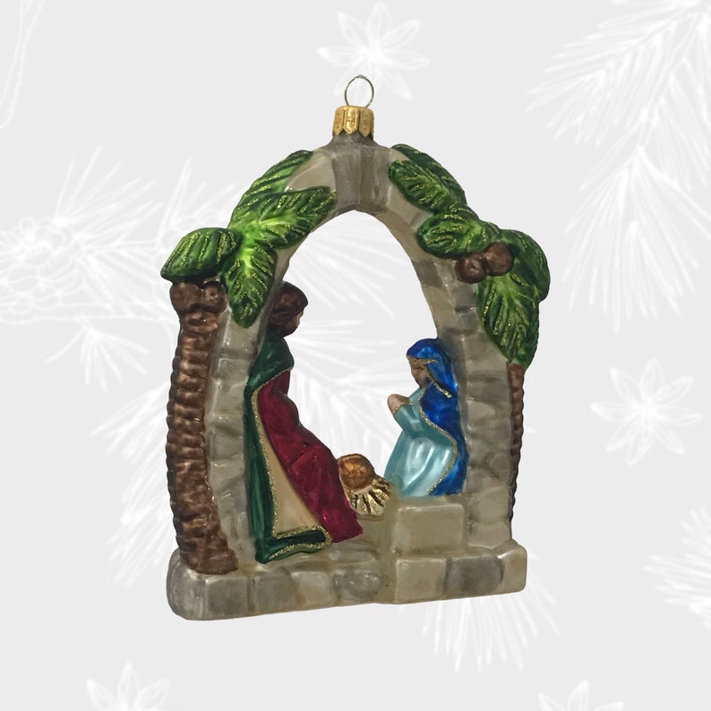 Nativity Scene, Christmas Ornament, Collectible Bauble, Blown Glass ...