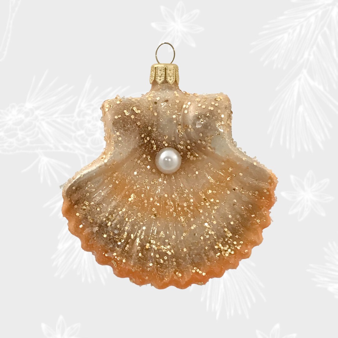 Sea Shell With Pearl, Christmas Ornament, Collectible Bauble, Blown ...