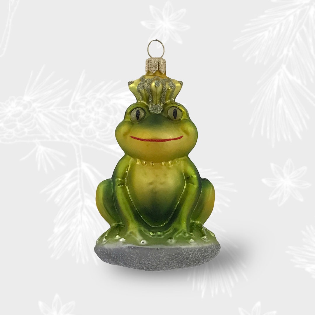 Frog Prince, Frog Christmas Ornament, Collectible Bauble, Blown Glass ...