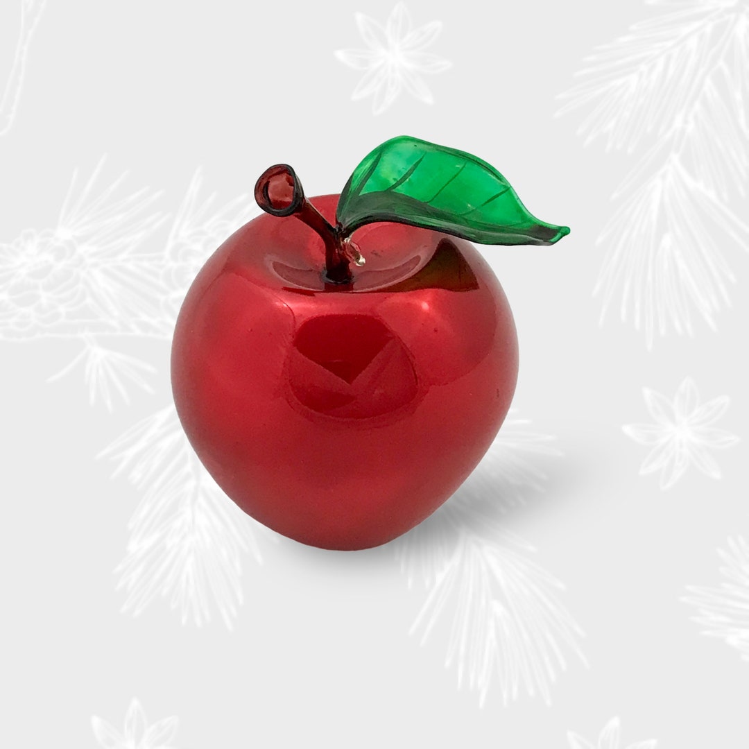 Red Apple, Handmade Glass Christmas Ornament, Collector's Bauble, Blown ...